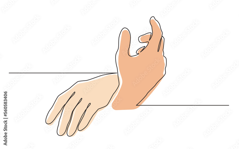 continuous line drawing two hands touching each other in color - PNG ...