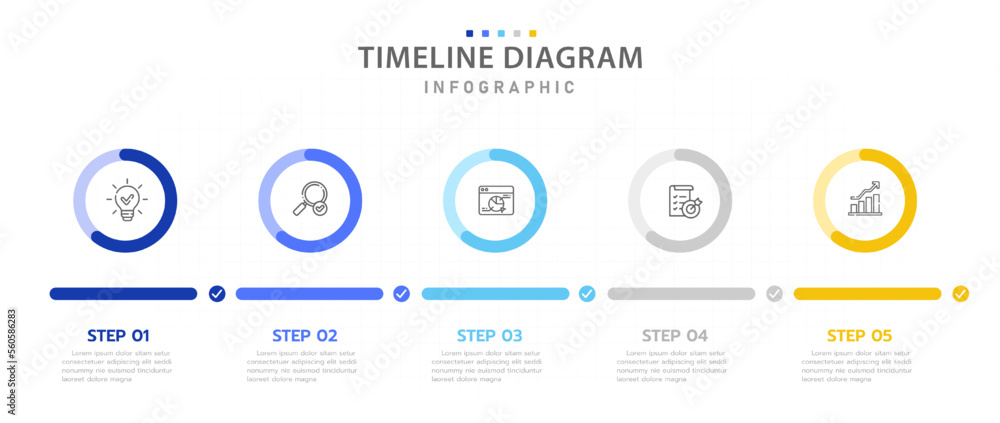Infographic template for business. 5 Steps Modern Timeline diagram with ...
