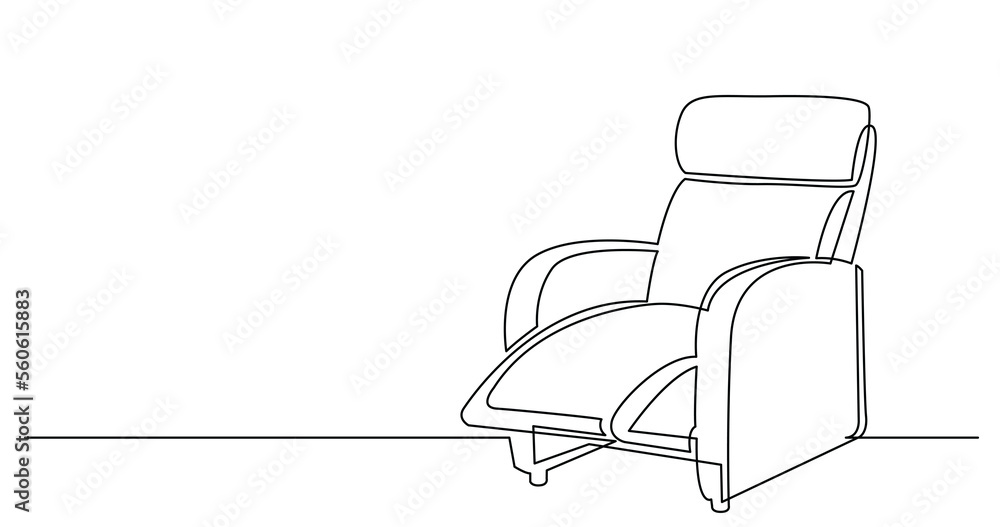 continuous line drawing of big comfortable recliner chair - PNG image ...