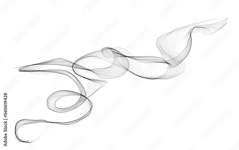 Abstract black puffs of smoke swirl overlay on transparent background ...