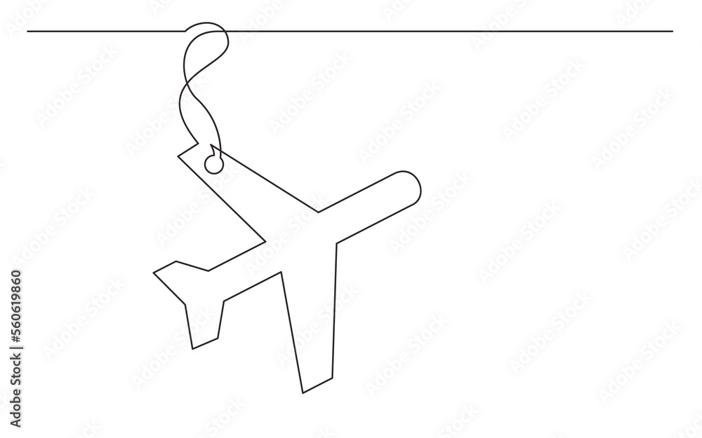continuous line drawing tag label airplane design - PNG image with ...
