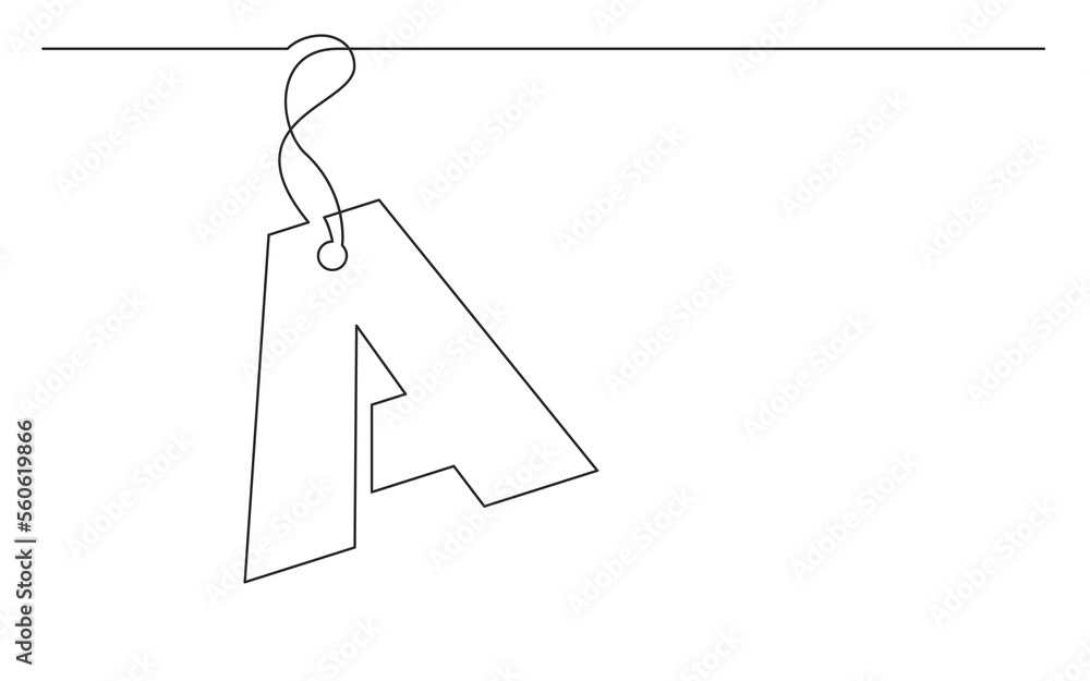 continuous line drawing tag label alphabet letter design a - PNG image ...
