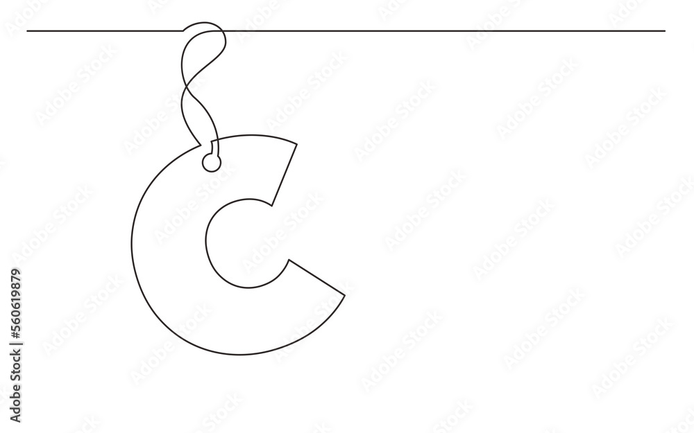 continuous line drawing tag label alphabet letter design c - PNG image ...