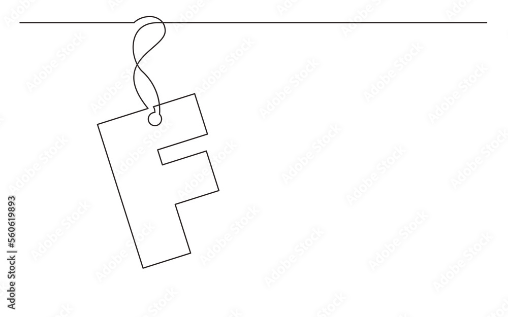 continuous line drawing tag label alphabet letter design f - PNG image ...