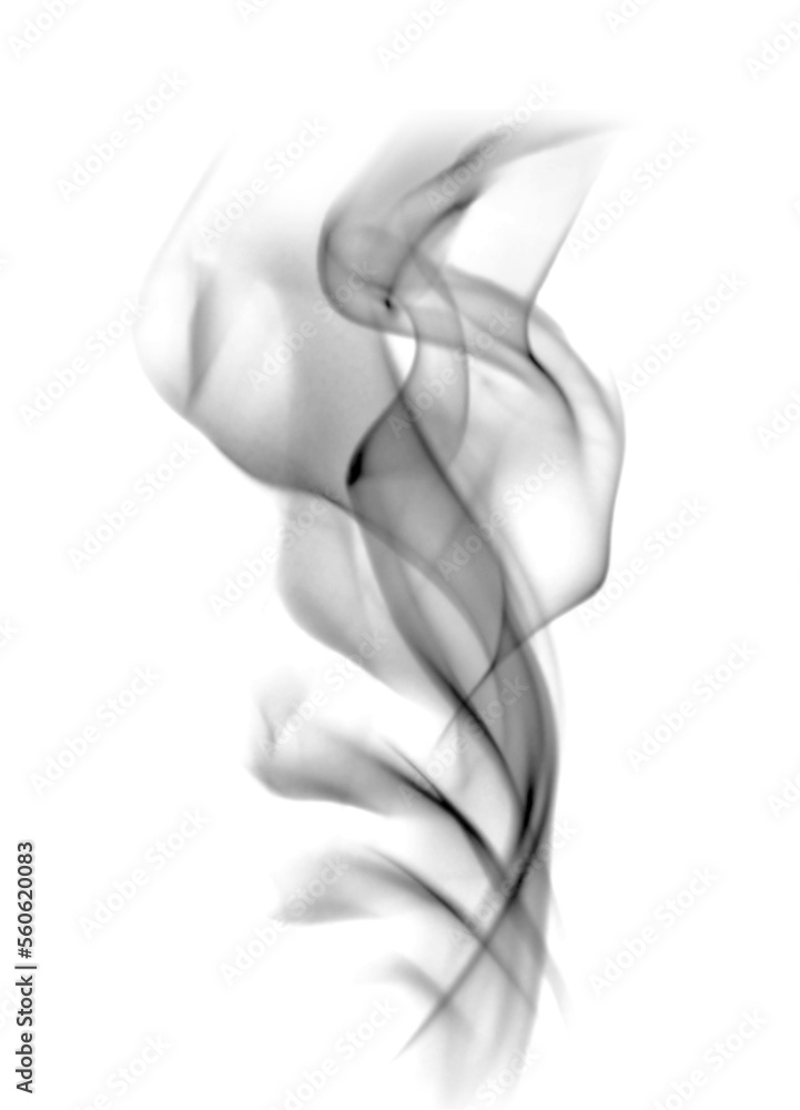 Abstract black puffs of smoke swirl overlay on transparent background ...