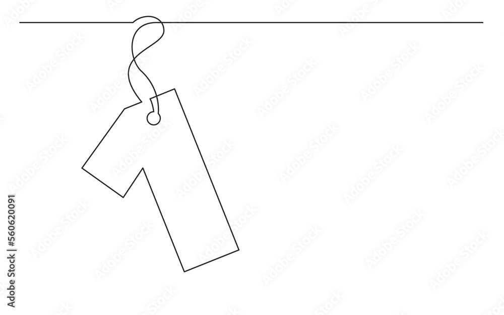 continuous line drawing tag label number design 1 - PNG image with ...
