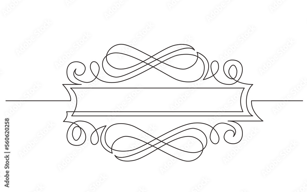 continuous line drawing vignette frame header design - PNG image with ...
