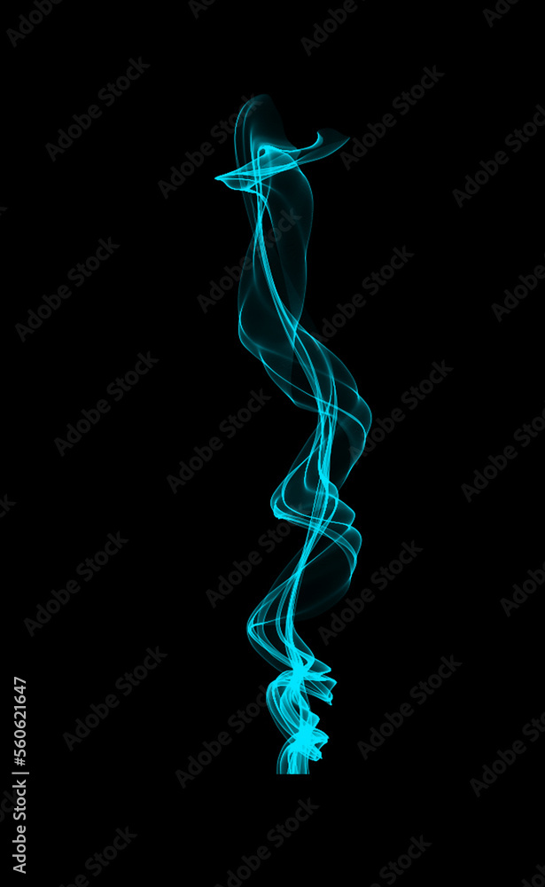 Abstract blue color puffs of smoke swirl overlay on transparent ...