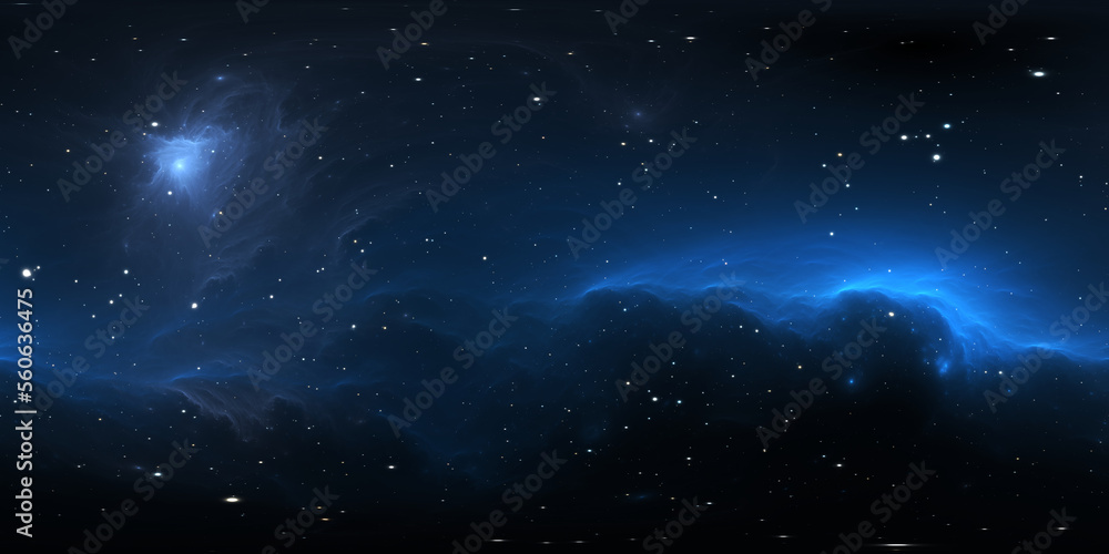 360 degree stellar system and gas nebula. Panorama, environment 360 ...