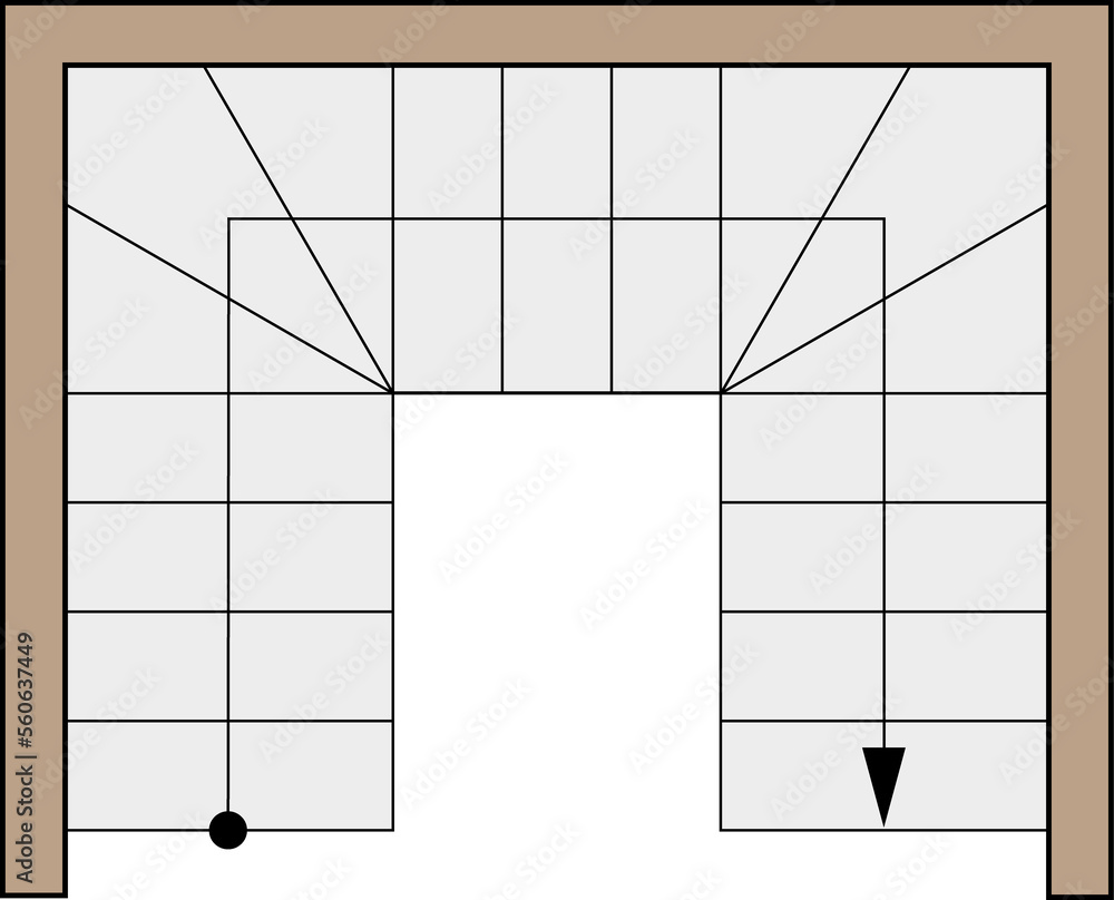 Stair for floor plan top view. Icon for interior project. Architectural ...