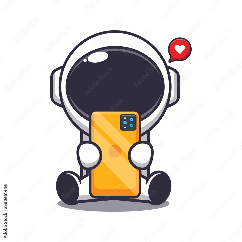 Cute astronaut with phone cartoon vector illustration Stock Vector ...