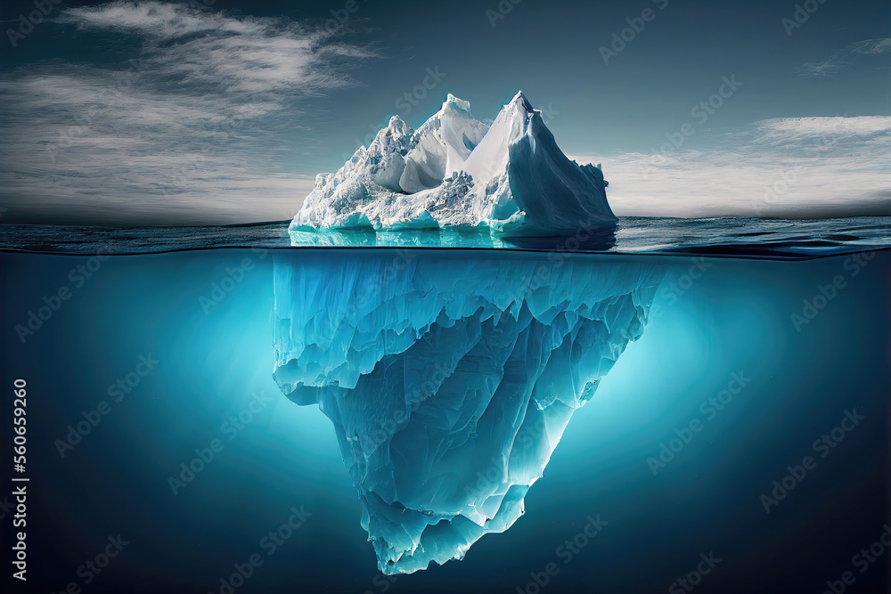 Large ice berg melting in ocean as climate change concept (Generative AI) Stock Illustration ...