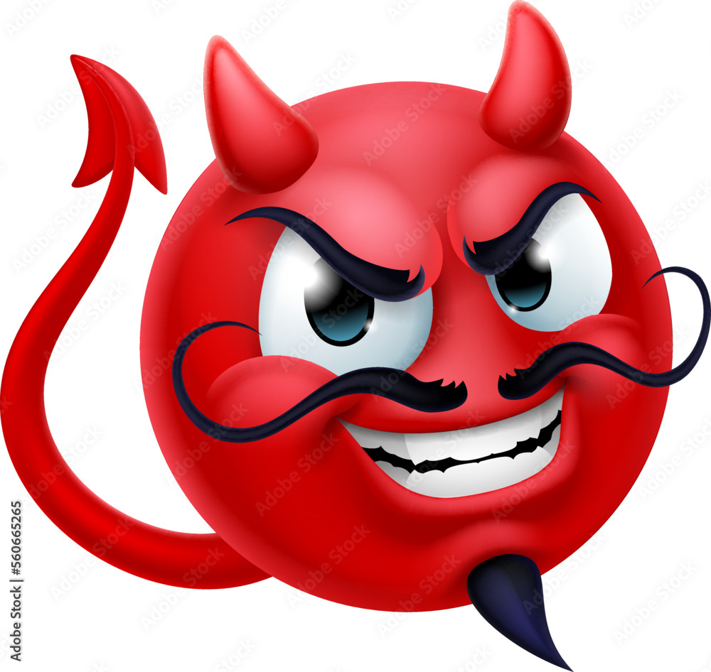 A red devil or satan emoji emoticon man face cartoon icon mascot. Stock ...