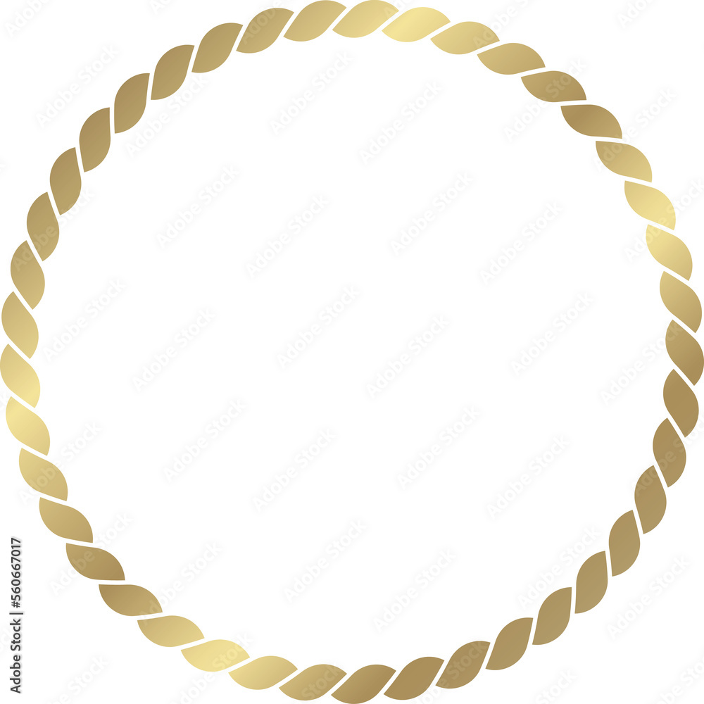 golden rope circle frame, gold round vintage border isolated on ...