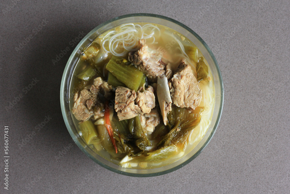 Photo Stock sup bakut or baikut babi sayur asin, is popular Chinese ...