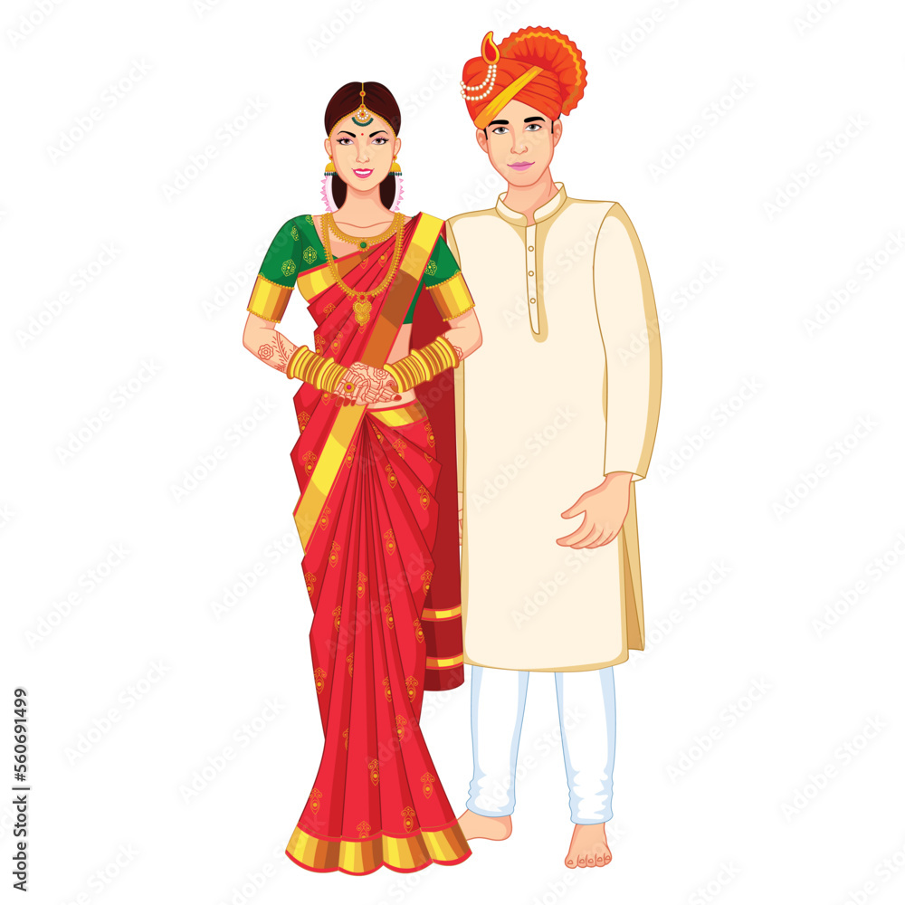 Indian Wedding Couple Standing wearing Silk Saree and Kurta Stock ... Indian Wedding Couple Standing wearing Silk Saree and Kurta Stock ...