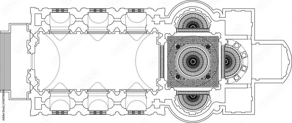 sketch vector illustration of grand and holy grand cathedral church ...