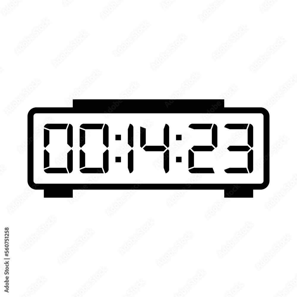 LED digital clock number isolated. Electronic figures for counter or ...