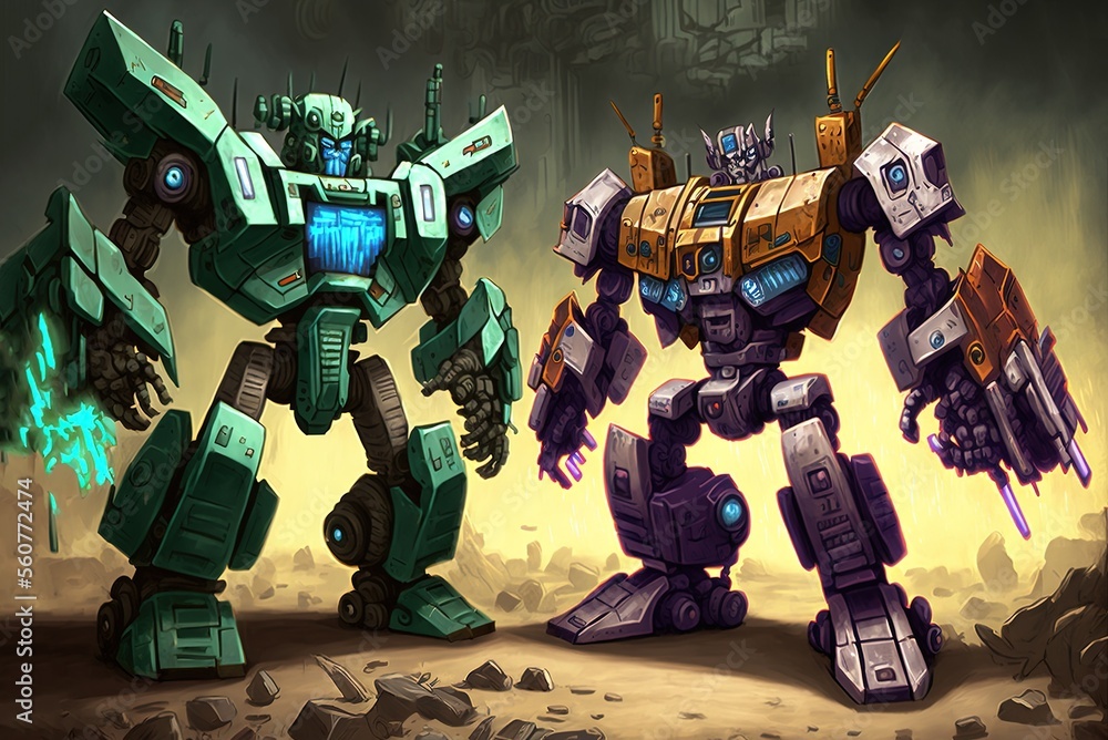 Transformers: The Animated Battle. Generative AI Stock Illustration ...