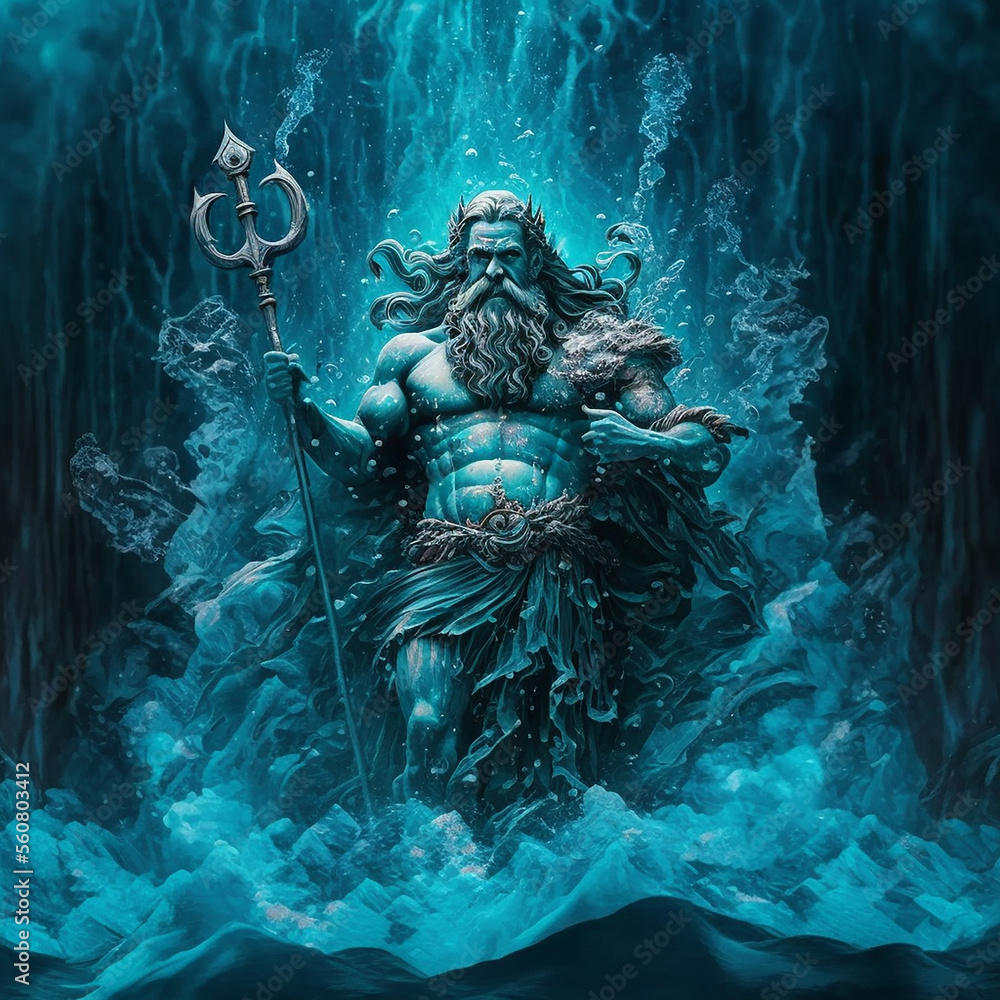 Ancient greek god Poseidon. Created with Generative AI technology ...