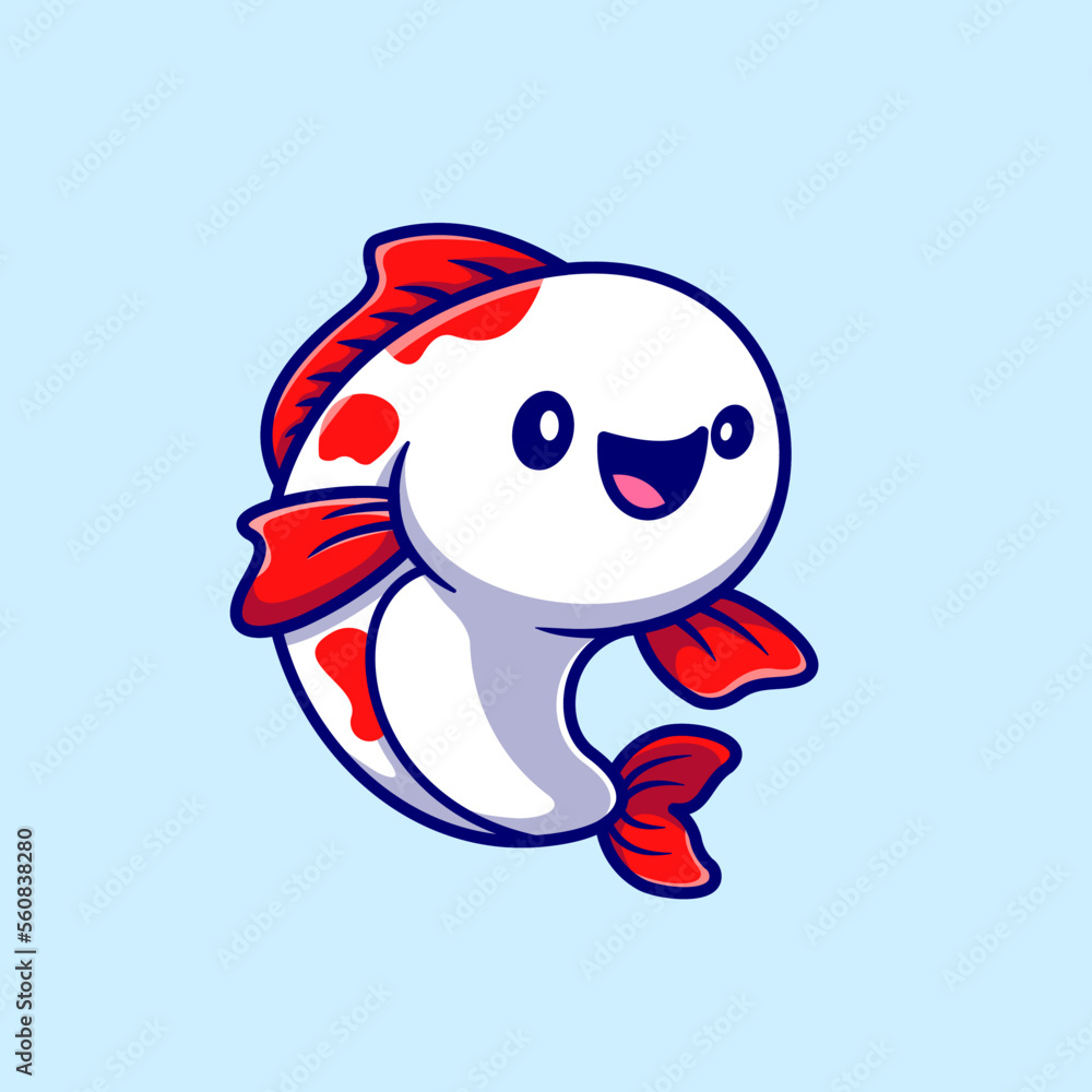 Cute Koi Fish Cartoon Vector Icon Illustration. Animal Nature Icon ...