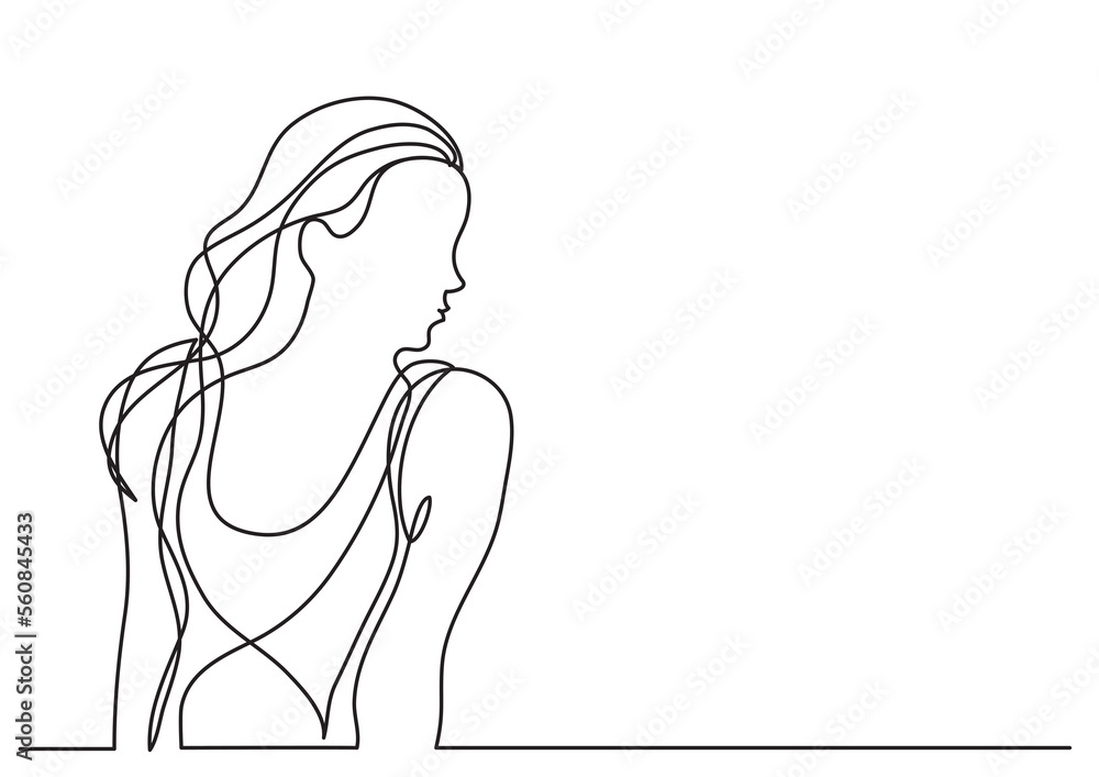 continuous line drawing beautiful girl - PNG image with transparent ...
