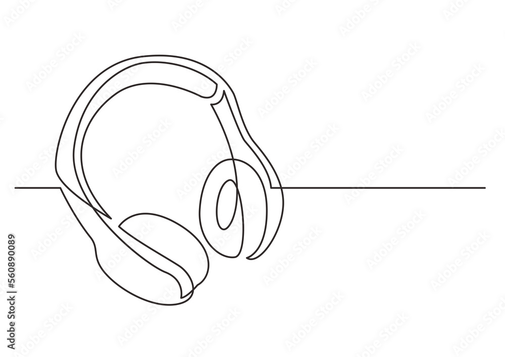 continuous line drawing wireless headphones - PNG image with ...