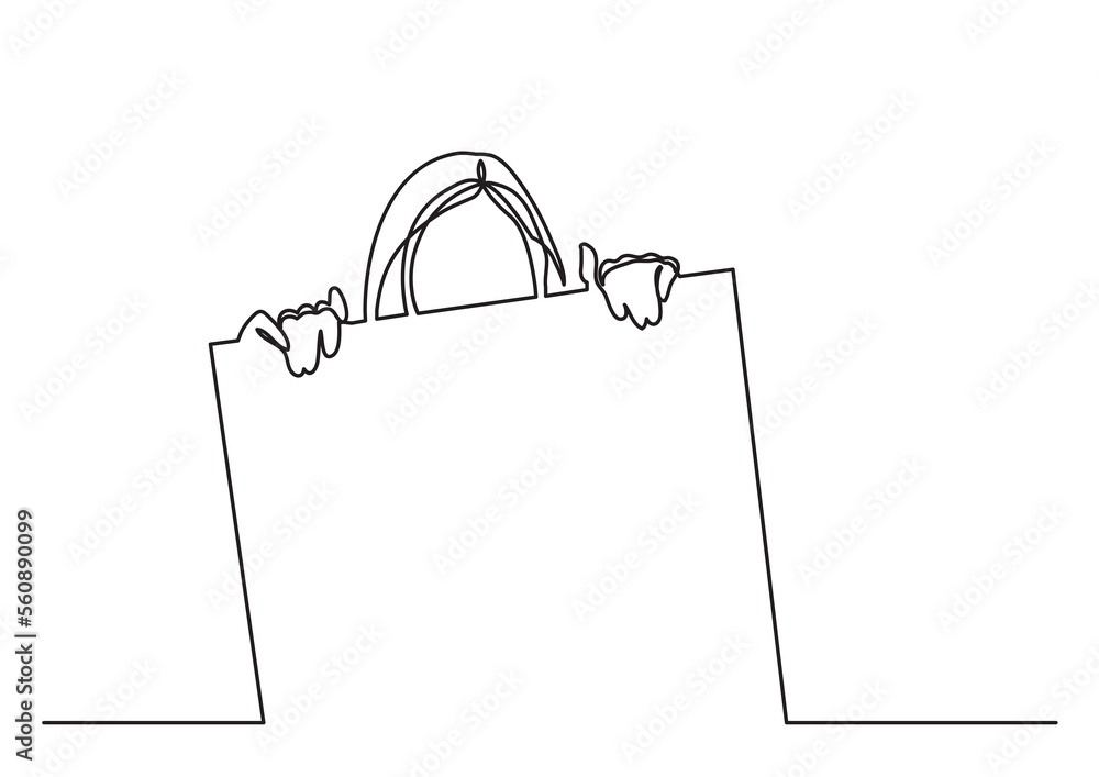 continuous line drawing woman hiding behind plackard - PNG image with ...