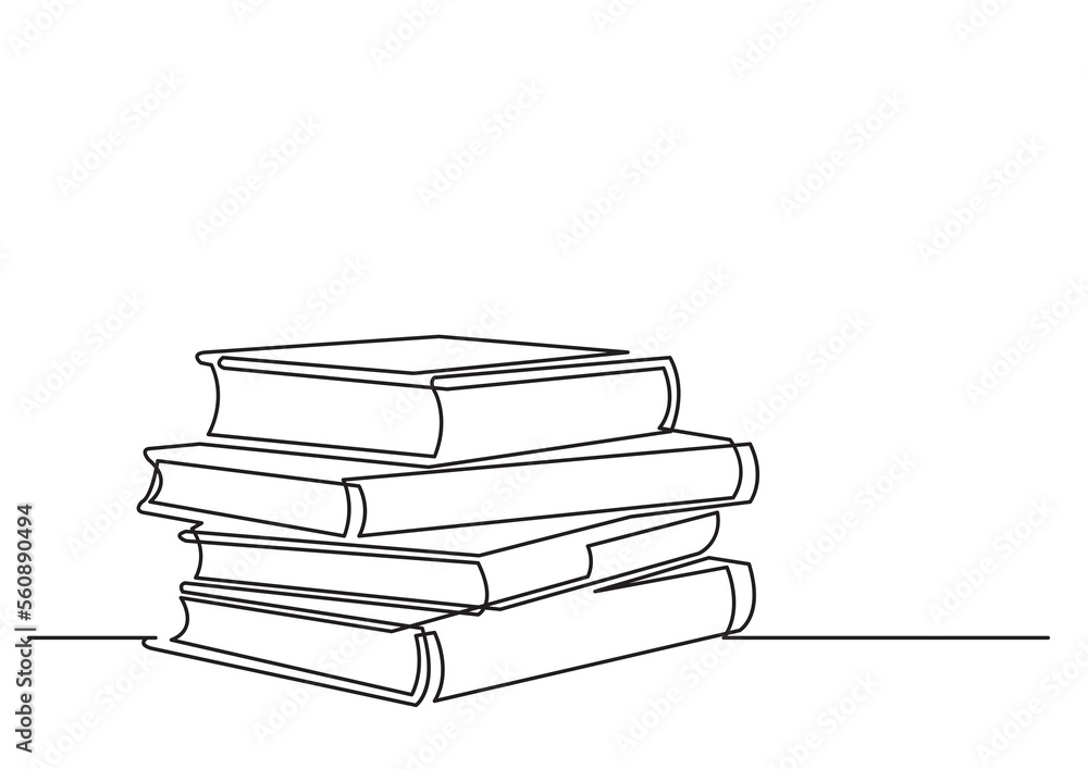 one line isolated vector object pile of books - PNG image with ...