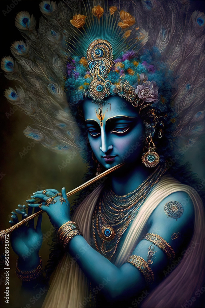 Beautiful Lord Krishna, AI Stock Illustration | Adobe Stock