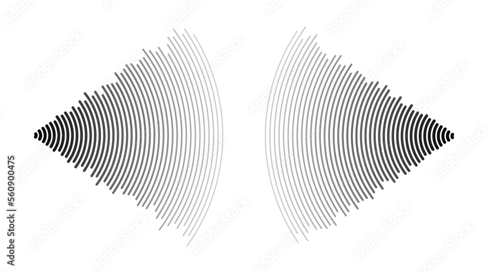 Sound wave echo. Radio or music audio signals. Epicentre or radar icons ...