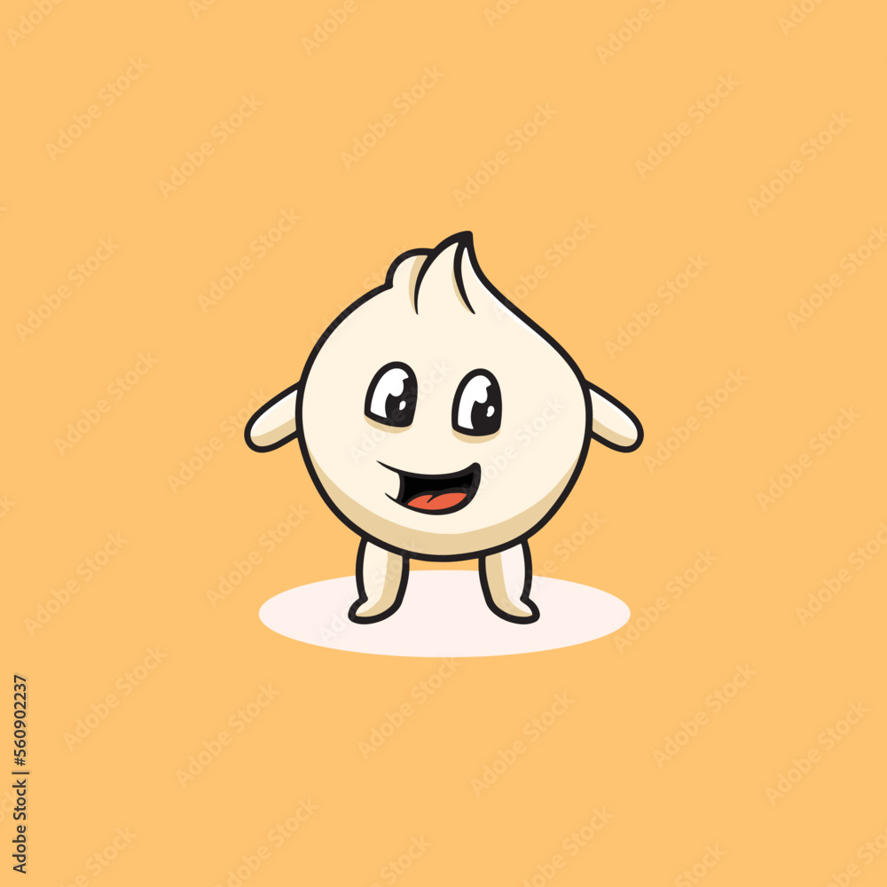 Cute dim sum smiling cartoon illustration Stock Vector | Adobe Stock