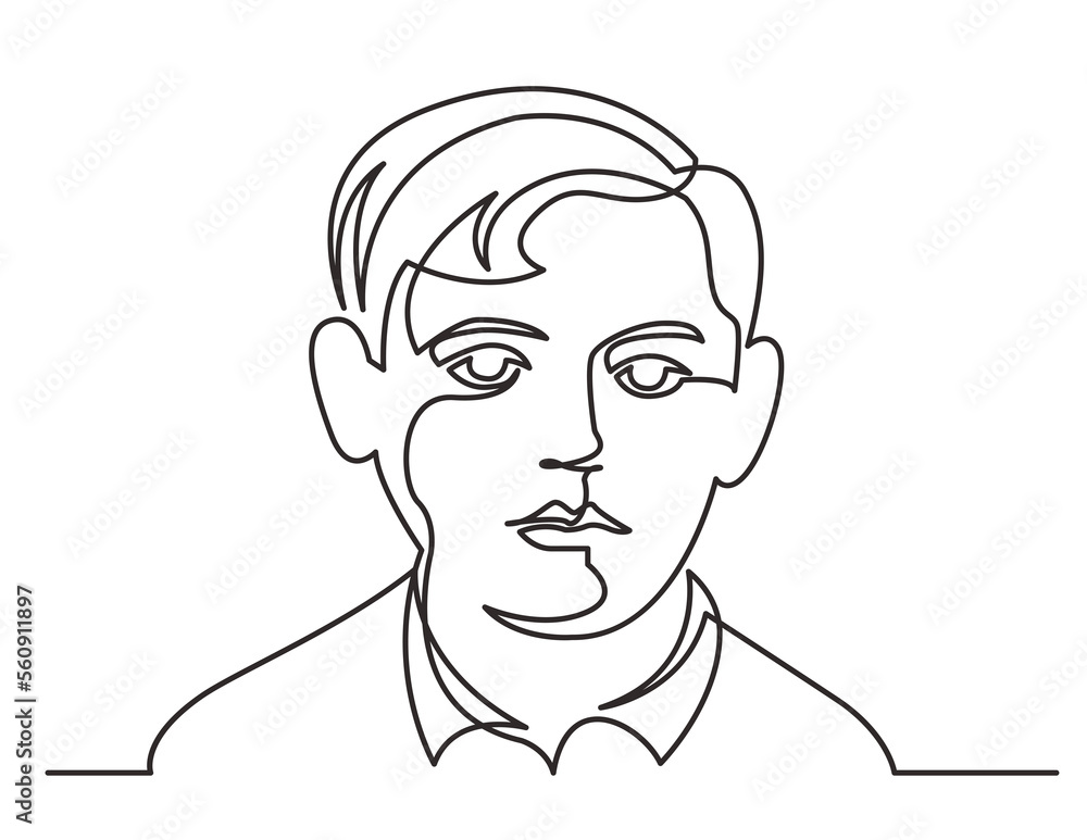 continuous line drawing boy portrait - PNG image with transparent ...
