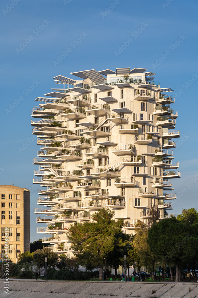Montpellier, France - 01 12 2023 : Vertical view of famous landmark ...