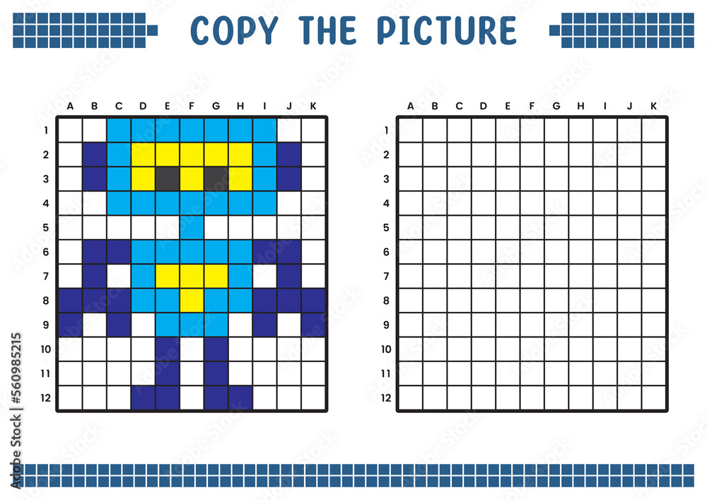 Copy the picture, complete the grid image. Educational worksheets ...