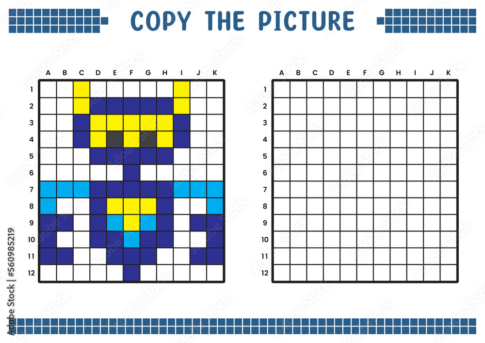 Copy the picture, complete the grid image. Educational worksheets ...