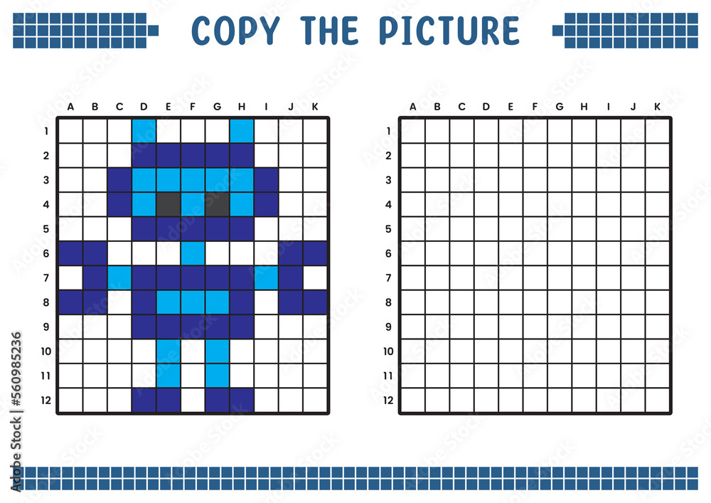 Copy the picture, complete the grid image. Educational worksheets ...