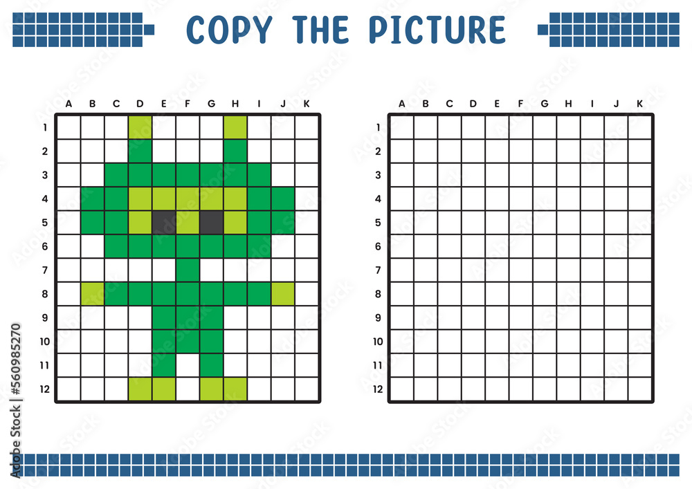 Copy the picture, complete the grid image. Educational worksheets ...