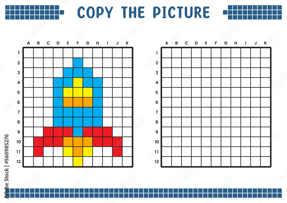 Copy the picture, complete the grid image. Educational worksheets ...