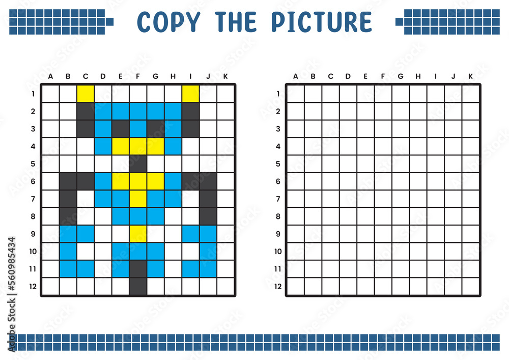 Copy the picture, complete the grid image. Educational worksheets ...