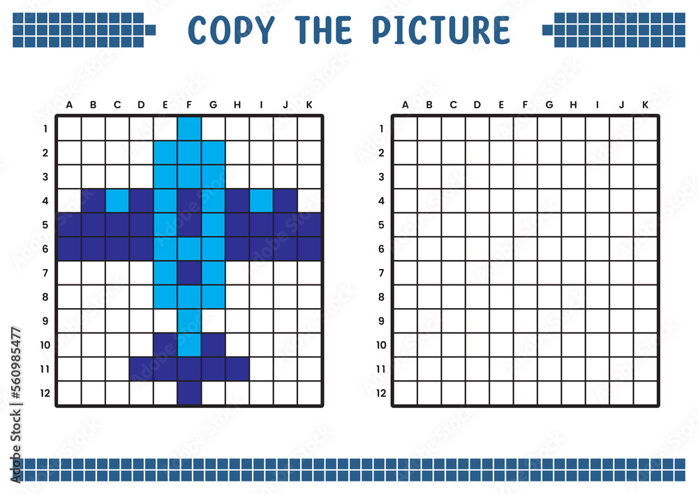 Copy the picture, complete the grid image. Educational worksheets ...
