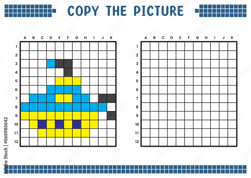 Copy the picture, complete the grid image. Educational worksheets ...