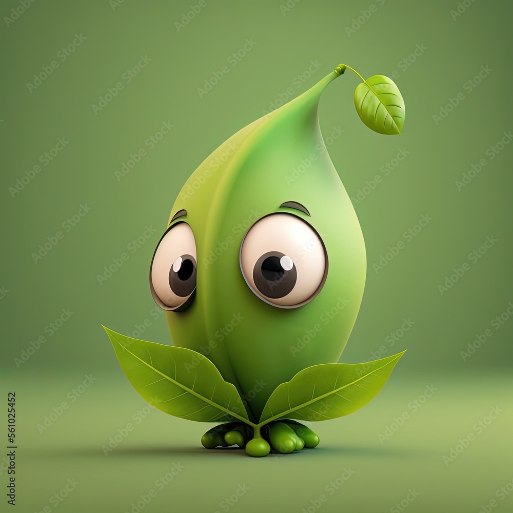 Cute Cartoon Pea Character (Generative AI) Stock Illustration | Adobe Stock