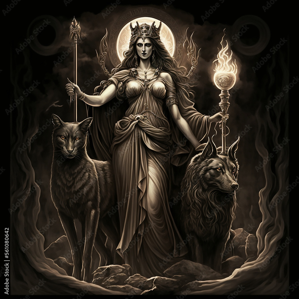Greek mythology - ancient greek goddess Hecate. Created with Generative AI technology. Stock ...