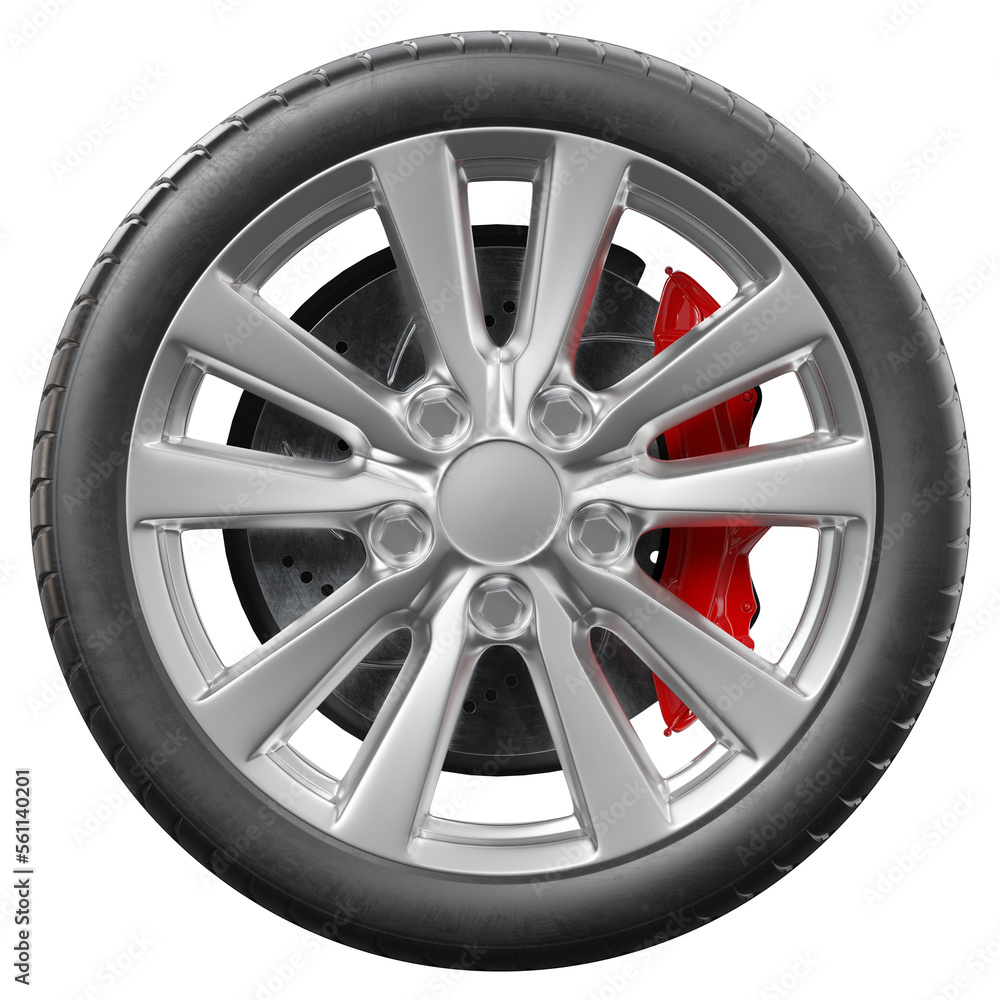 Realistic car wheel on transparent background in high resolution. Stock ...