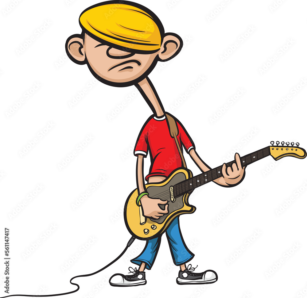 cartoon sad rock guitarist - PNG image with transparent background Stock Illustration | Adobe Stock