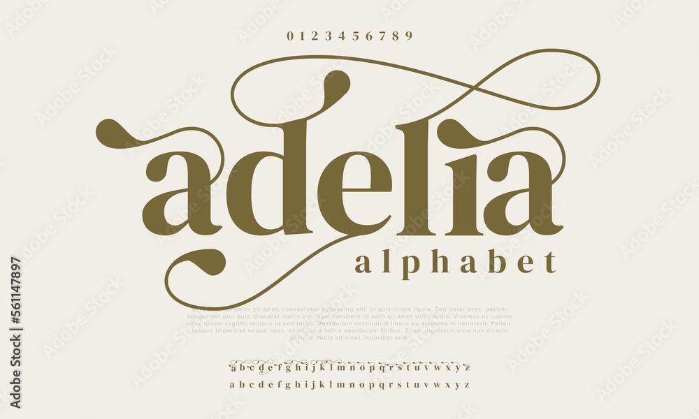 Adelia luxury elegant typography. Vintage font for wedding, invitation ...