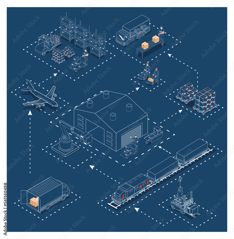 3D isometric Global logistics network concept with Transportation ...