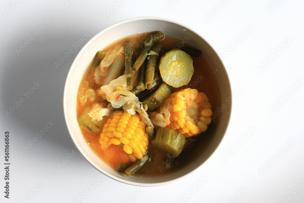 Sayur asem or sayur asam is a popular Indonesian vegetable in tamarind ...