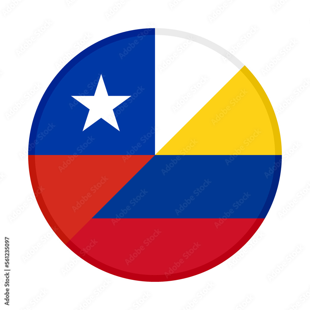 round icon with chile and colombia flags. vector illustration isolated ...